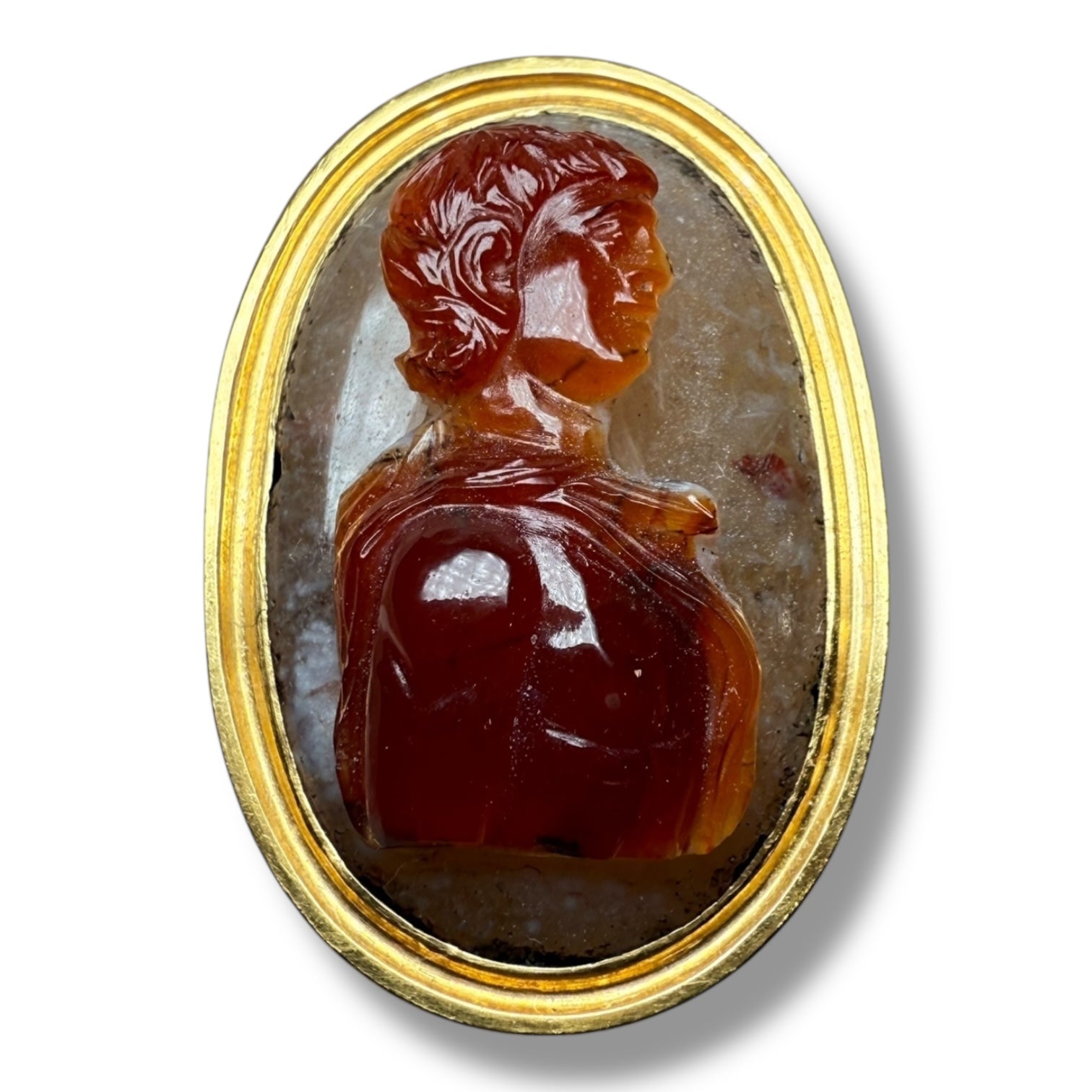 Ancient Roman Gold Ring with Cameo of Emperor Caracalla, 3rd Century A